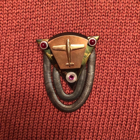 Jewelry | Vintage 1 Of A Kind Airplane Chain Brooch Pin With | Poshmark